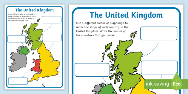 United Kingdom Playdough Mat - Geography - Twinkl