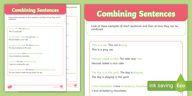 Combining Simple Sentences Worksheet Combine Each Simple Sentences