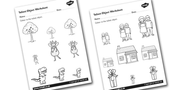 Tallest Object Worksheet - height, worksheet, numeracy, tallest