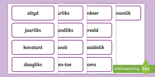 STOMPI - Bywoorde Hoe Gereeld? Woordkaarte (teacher made)