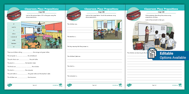 Prepositions Of Place In My Classroom Esl Worksheet By