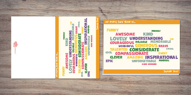 Pupil Appreciation Word Card | Twinkl Party (teacher made)
