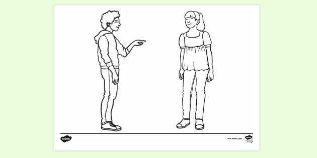FREE! - Person Pointing At Another Person Colouring Sheet