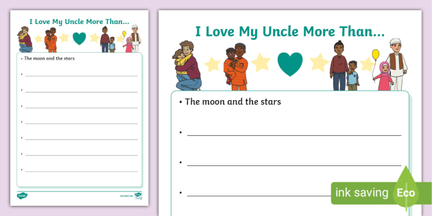 I Love My Uncle More Than… List Writing Activity