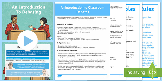 An Introduction to Debating Resource Pack - ESL Debating Resources