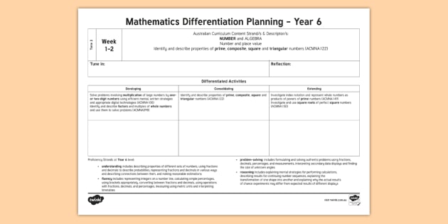 Year 6 Number Mathematics Differentiated Plan (teacher made)