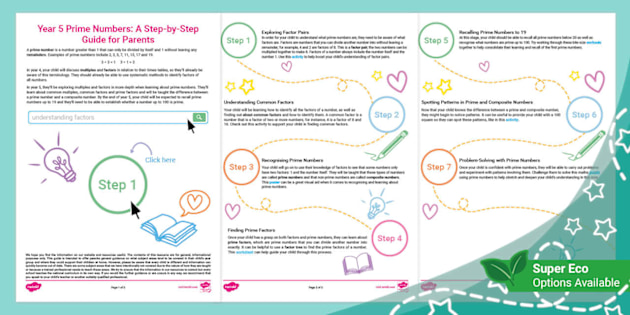Prime Numbers Parent Guide and Activity Ideas - Year 5 Subject Support