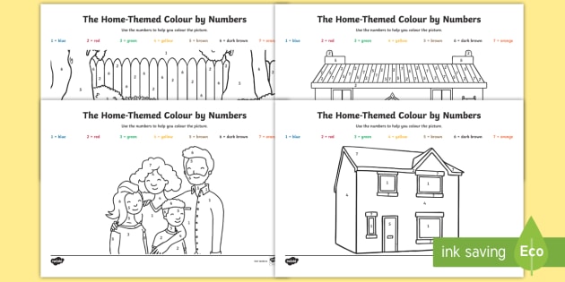 The Home Aistear Themed Colour by Numbers Worksheet / Worksheet