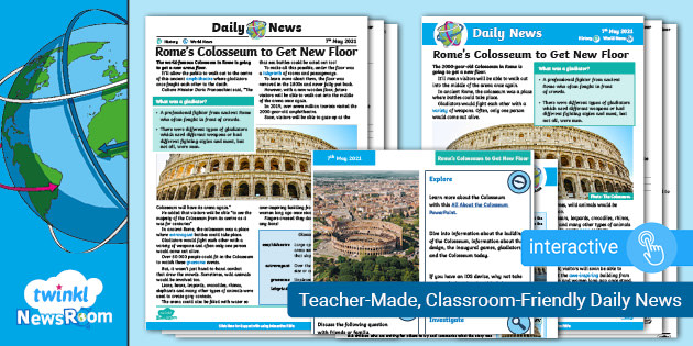 Roman Colosseum Reading Comprehension | Twinkl NewsRoom