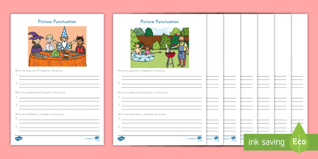 Picture Punctuation Worksheet / Activity Sheets - questions