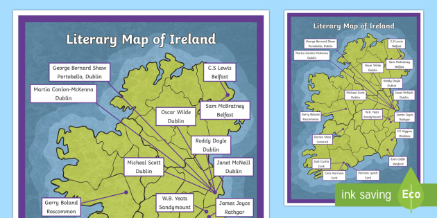 Literary Map of Ireland Display Poster (teacher made)