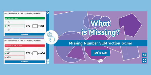 What is Missing? Missing Number Subtraction Interactive Game
