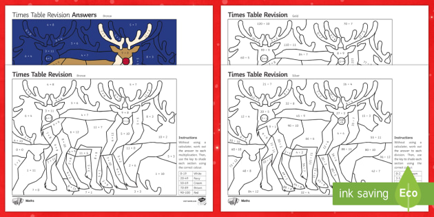 * NEW * Maths Christmas: Times Table Differentiated Colour by