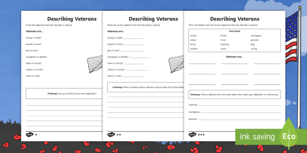 Veterans Day Differentiated Writing Activities | Twinkl