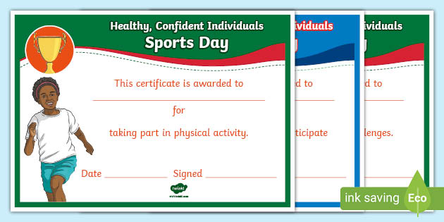 Healthy, Confident Individuals Sports Day Certificates