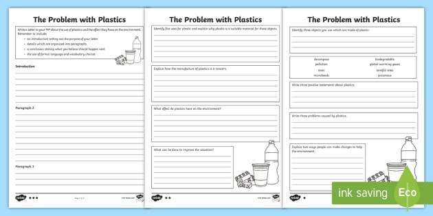 KS2 The Problem with Plastics Differentiated Worksheet