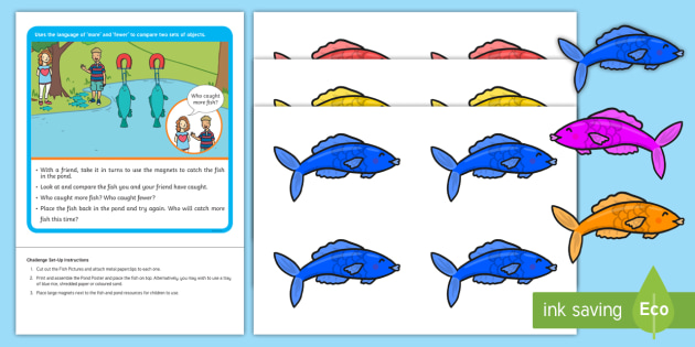 EYFS Maths Comparing Quantities Challenge: Magnetic Fishing Game