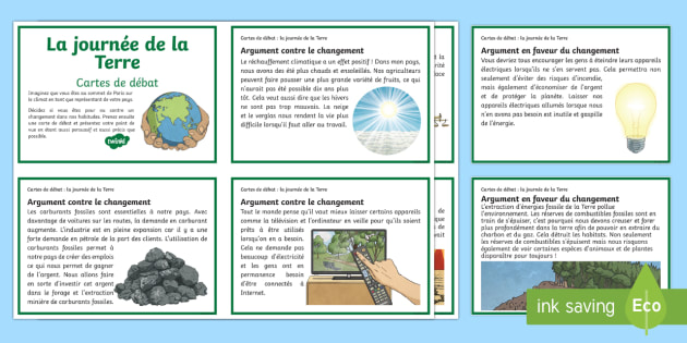 Cartes de débat : la journée de la Terre