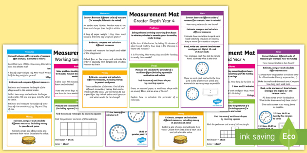 Year 4 Measurement Differentiated Maths Mats (teacher made)