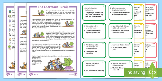 The Enormous Turnip Differentiated Story and Comprehension Question Cards