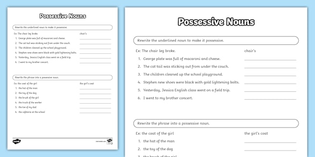 Worksheets On Possessive Nouns