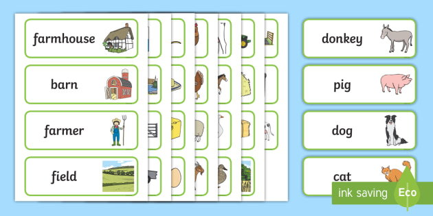 Farm Word Cards (Teacher-Made)