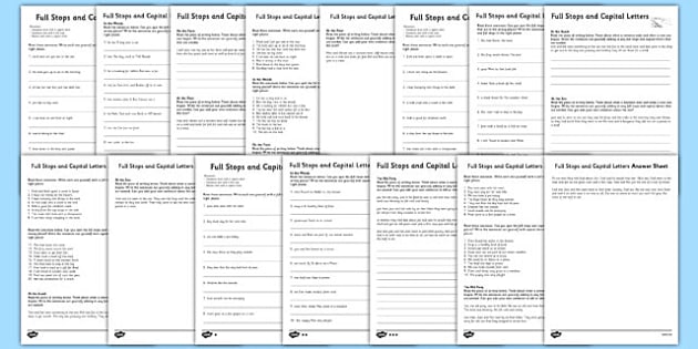 Capital Letters And Full Stops Worksheet Worksheets Pack Capital 