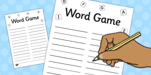 Word Game Display Pack Game Sheets