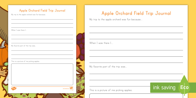 Apple Orchard Field Trip Journal Writing Worksheet / Worksheet