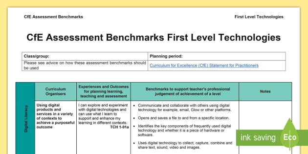 CfE Technologies Benchmarks Tracker - Scotland - Twinkl