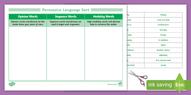 Persuasive Language Sort (teacher made)