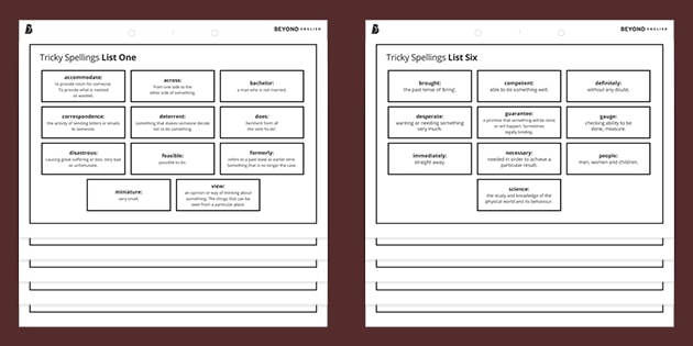 Tricky Spelling List 10 Word Mat (teacher made)
