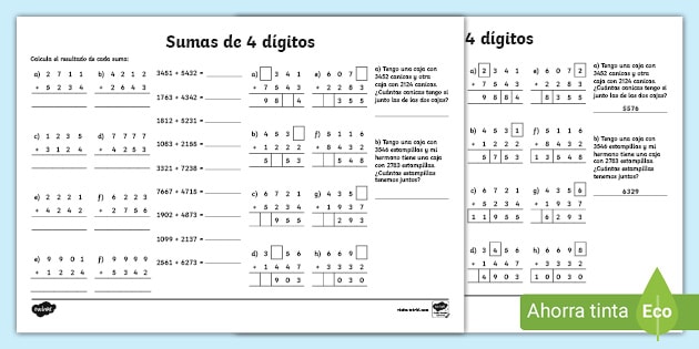Actividad: Sumas de cuatro dígitos
