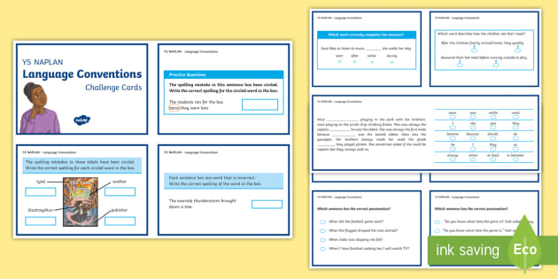 Yr 5 NAPLAN Language Conventions Challenge Cards