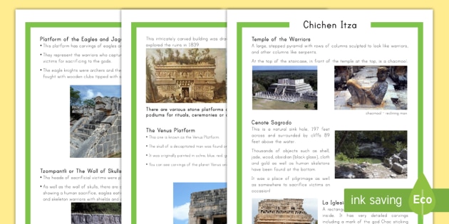 Mayan Civilization Chichen Itza Fact File - Mayan, Chichen Itza