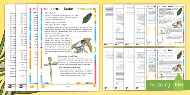 LKS2 Easter Differentiated Reading Comprehension Activity - palm