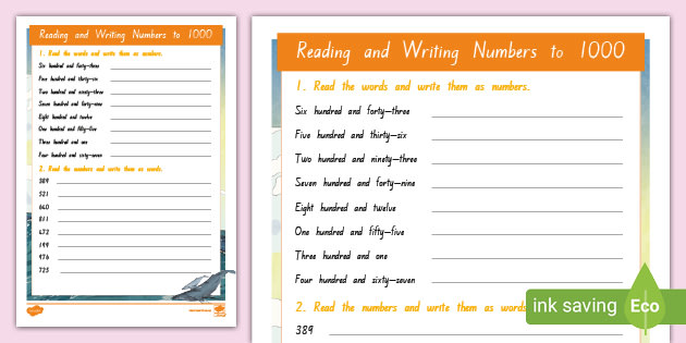 Stage 5 Reading and Writing Numbers to 1000 (teacher made)