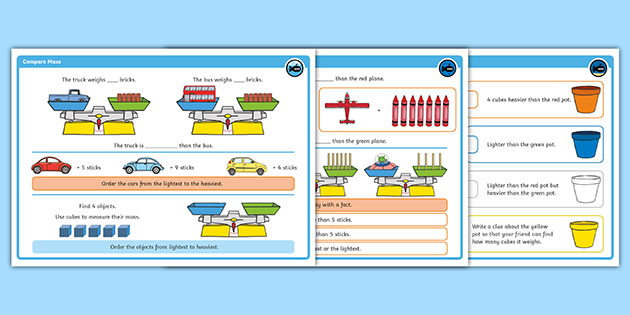 👉 White Rose Maths Compatible Year 1 Compare Mass Mastery