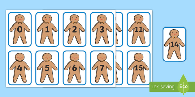 Gingerbread Man Number Cards