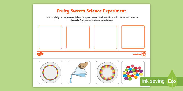👉 Fruity Sweets Science Experiment Sequencing Worksheet