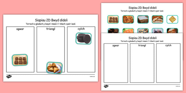 Siapiau 2D Food Sorting Cymraeg