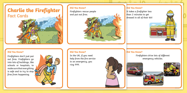 Charlie the Firefighter Fact Cards