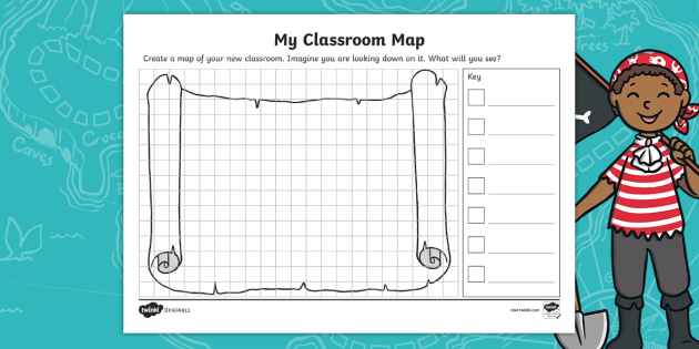 Jake's First Day Classroom Map Worksheet (teacher made)