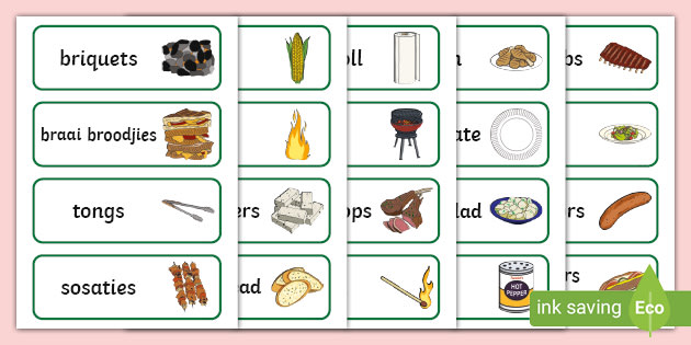 Braai Day Word Cards (teacher made)