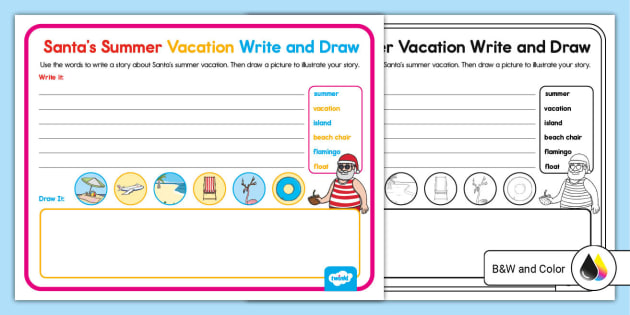 Santa's Summer Vacation Write and Draw Activity