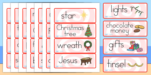 Australia Christmas Topic Word Cards (teacher made)