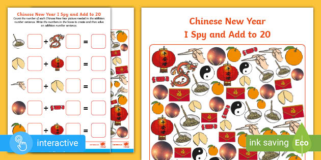 👉 Chinese New Year I Spy and Add to 20 (teacher made)