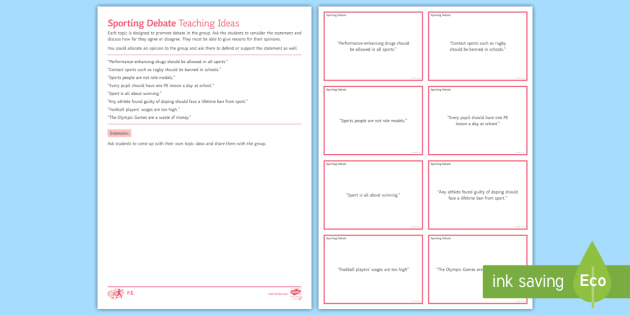 Sporting Debates Worksheet (teacher made)