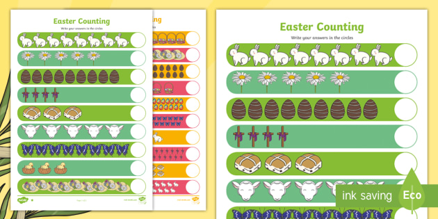 My Counting Worksheet (Easter) - Twinkl