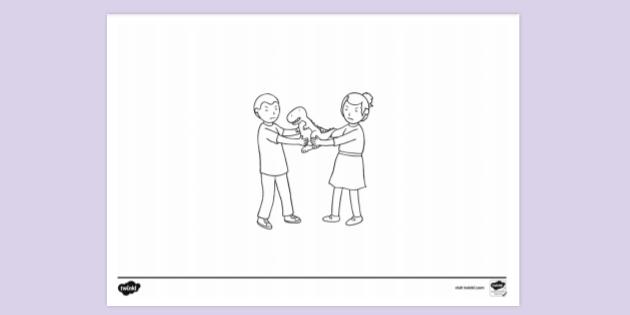 Child Not Sharing Colouring | Colouring Sheets